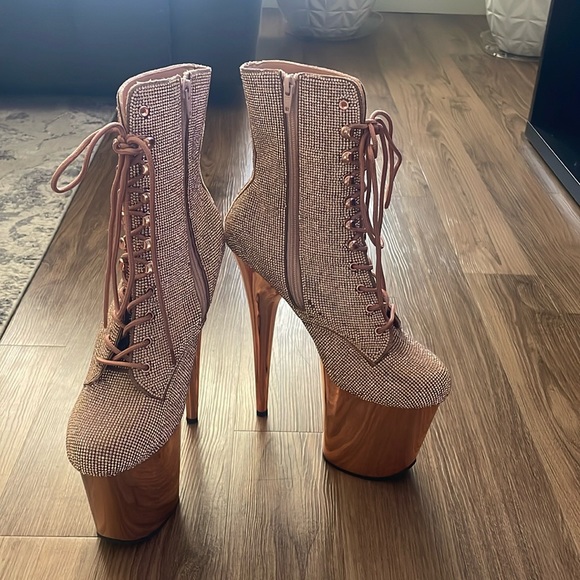 Pleaser | Shoes | Flamingo Boot Rose Gold Faux Suede | Poshmark